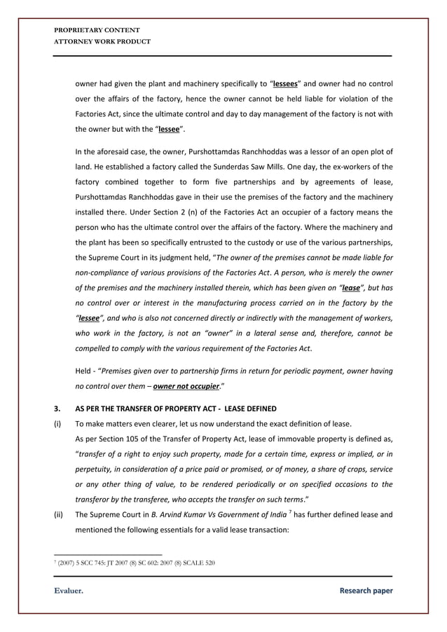 Factory Lease and defination of 'occupier' | PDF
