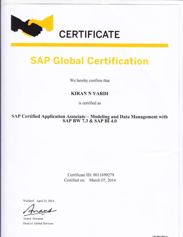 SAP BW Certificate | PDF | Technology & Computing
