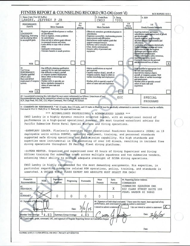 LANDRY FITREP CSS | PDF