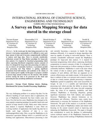 A Survey on Data Mapping Strategy for data stored in the storage cloud 111 | PDF