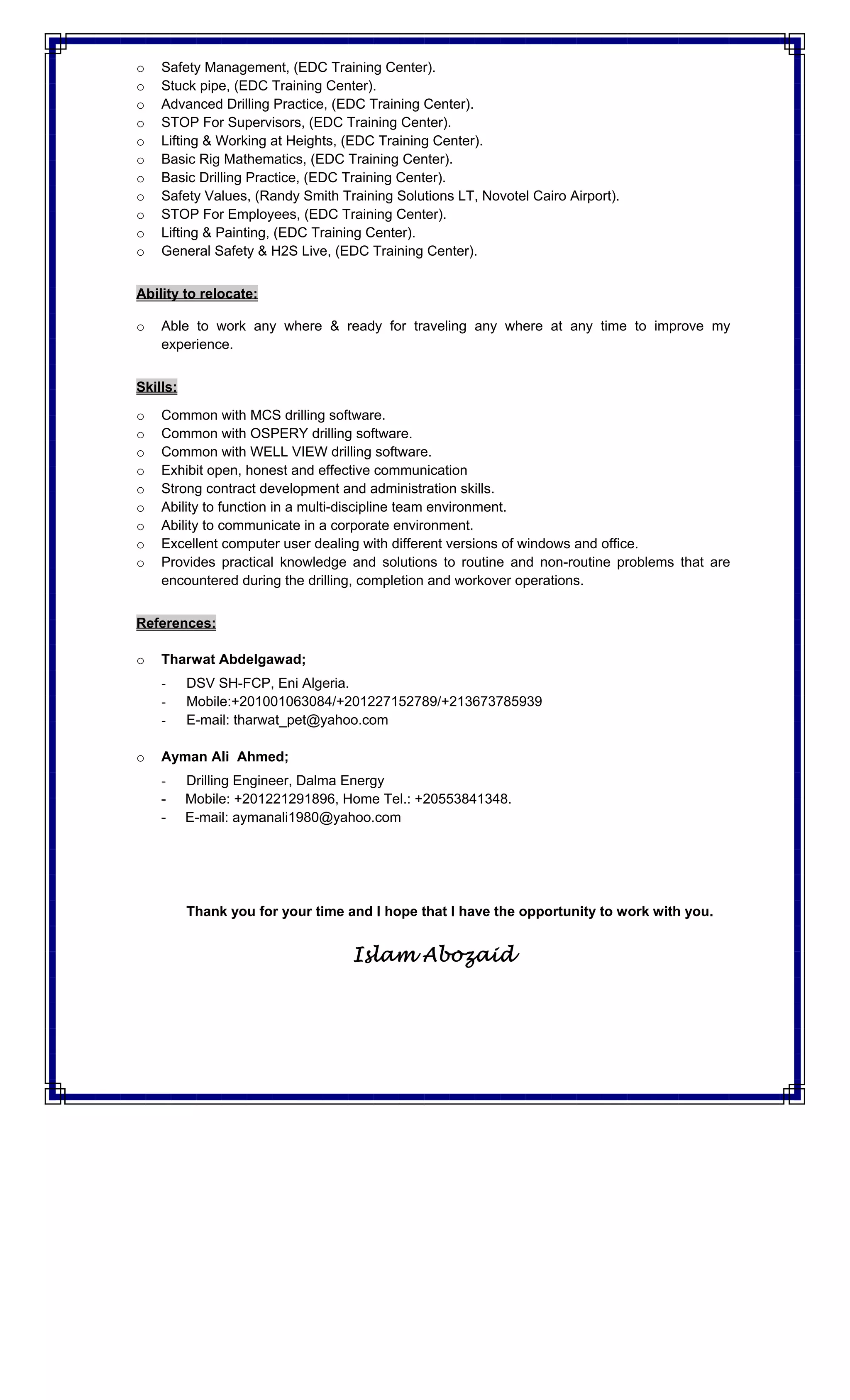 Islam Abozaid CV & Cover Letter (Algeria) | PDF | Civil Engineering ...