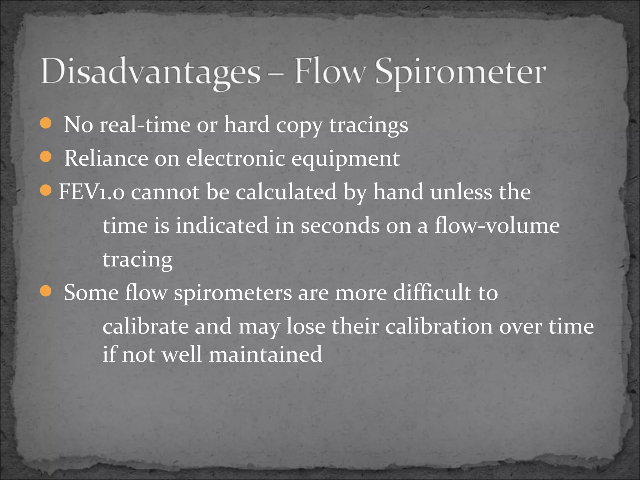 spirometry (measurements of the flow and volumes of air) | PPT