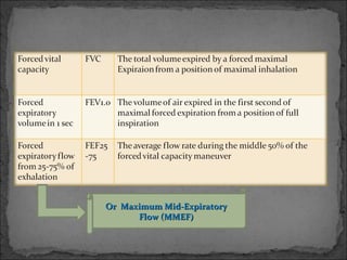 spirometry (measurements of the flow and volumes of air) | PPT