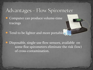 spirometry (measurements of the flow and volumes of air) | PPT