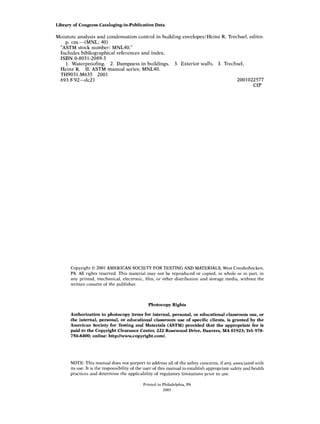 Moisture Analysis And Condensation Control In Building Envelopes Astm ...