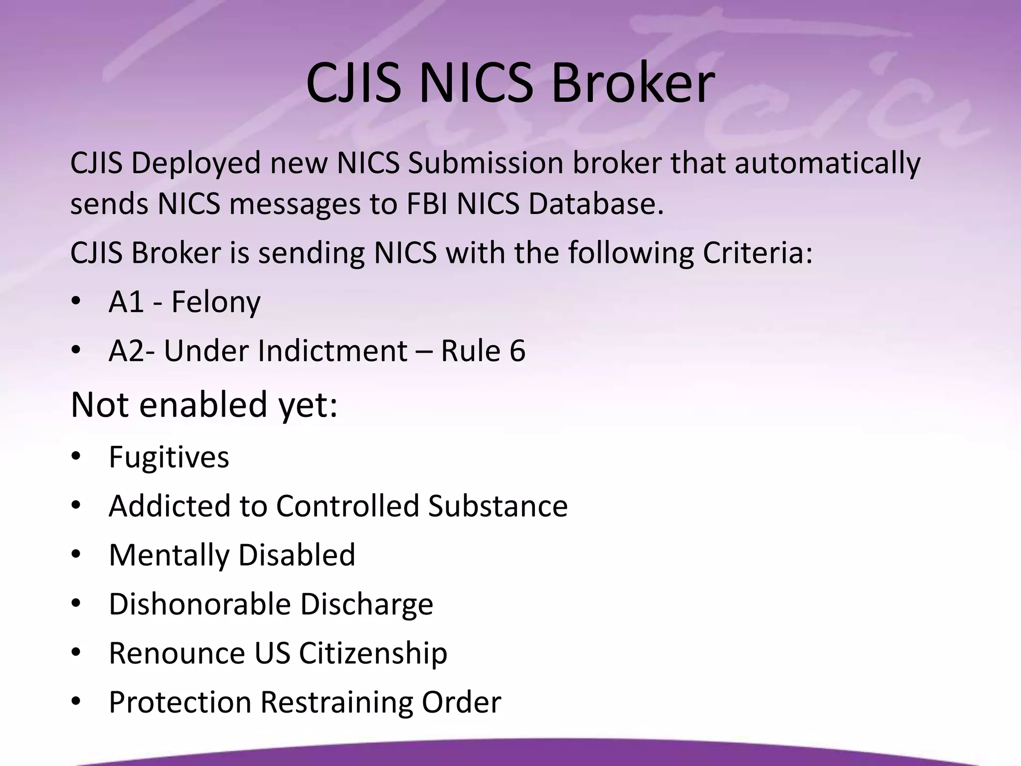CJIS Projects NICS 2015 v2 [Autosaved] | PPTX