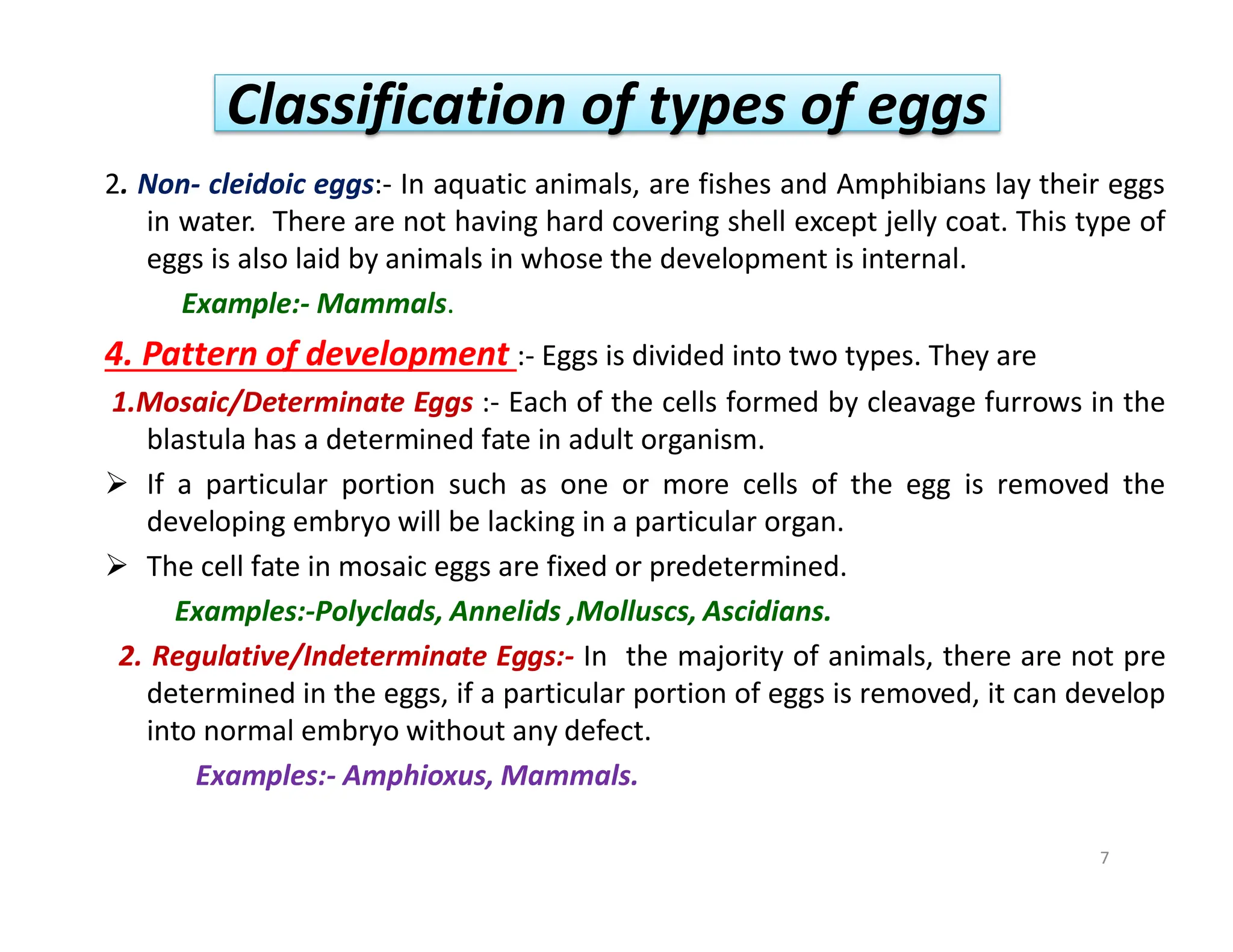 Types of Eggs for zoology students and similar courses | PDF