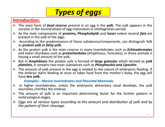 Types of Eggs for zoology students and similar courses | PPT