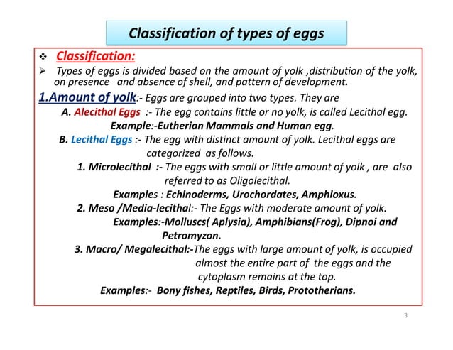 Types of Eggs for zoology students and similar courses | PPT