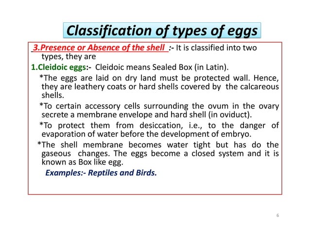 Types of Eggs for zoology students and similar courses | PPT