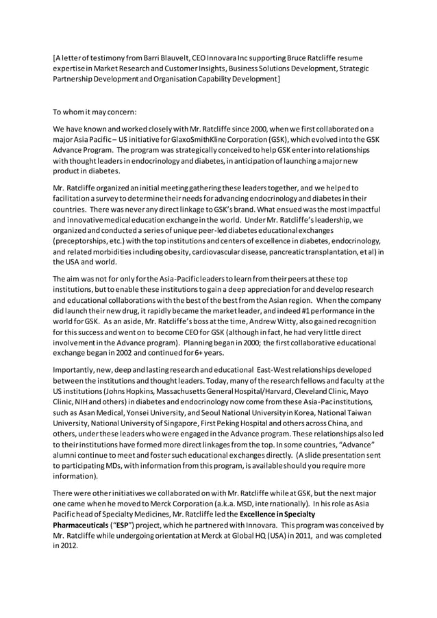 Bruce Ratcliffe_Barri Blauvelt Testimonial | PDF