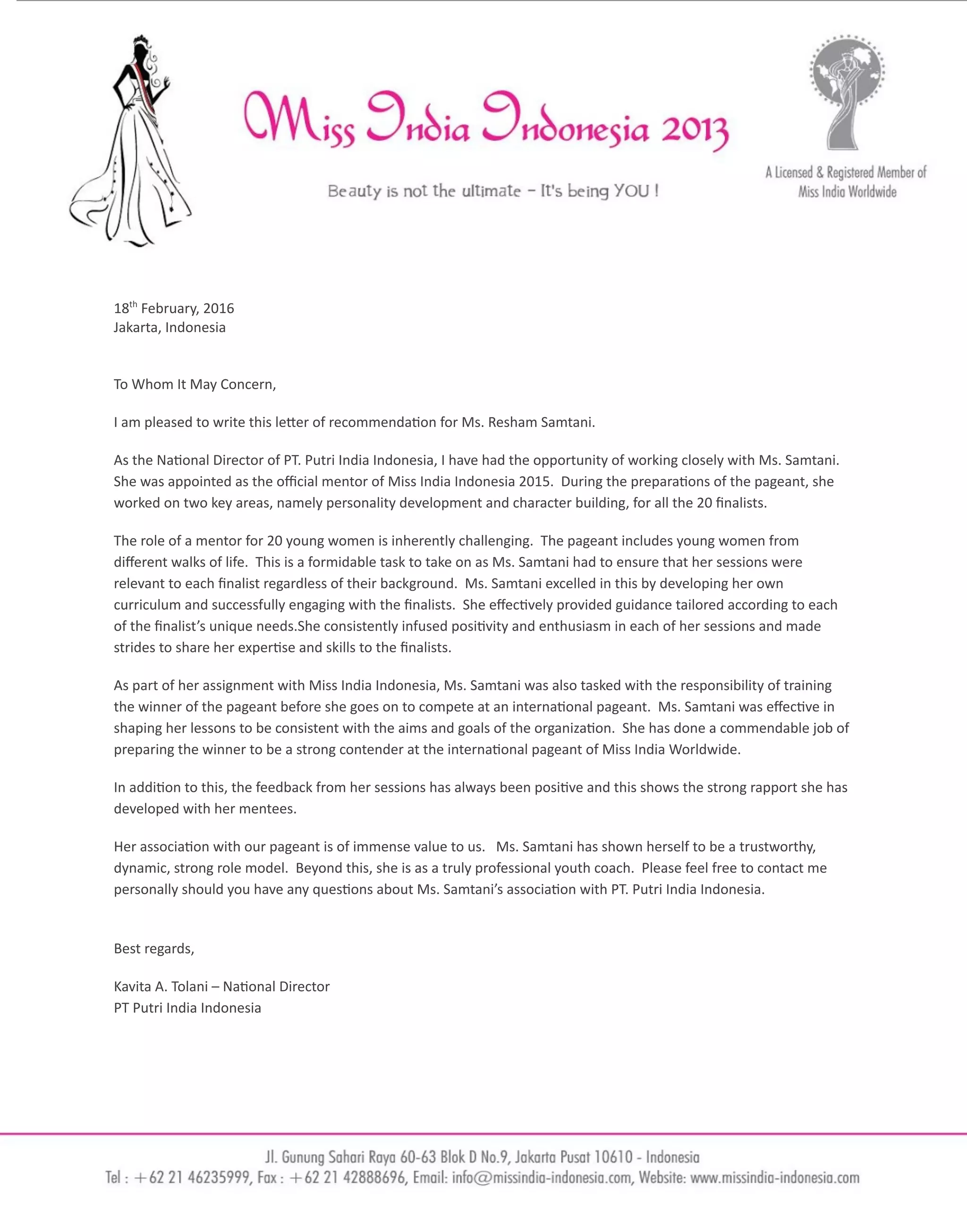 Resham's reccomendation letter | PDF | Education