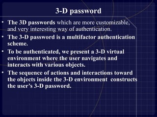 3D PASSWORD | PPT | 3-D Graphics | Computer Software and Applications
