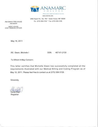 Anamarc Letter of Completion | PDF