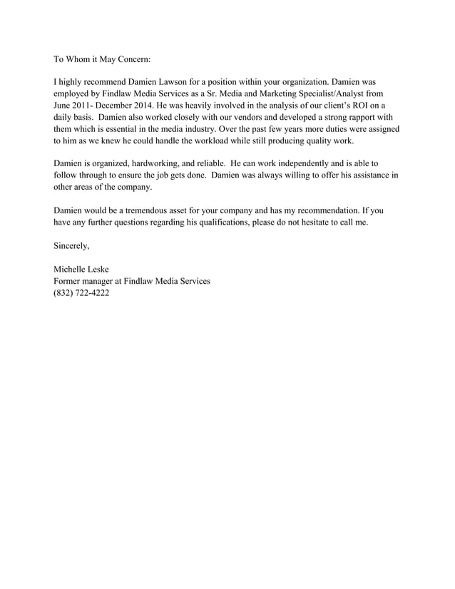 Recommendation letter - DL | DOC