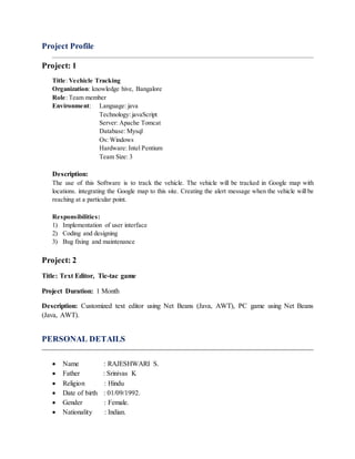 Rajeshwari S Exprience resume | DOCX | Web Development | Internet