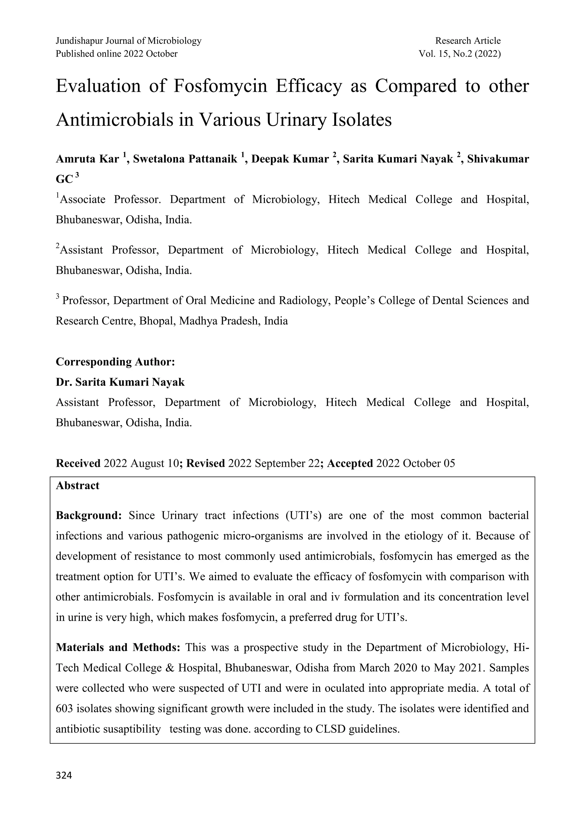 EVALUATION OF FOSFOMYCIN | PDF