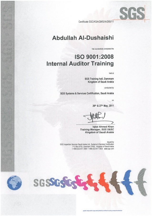 17.1 Internal Auditor Course Certificate