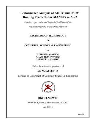 Performance Analysis of AODV and DSDV - FINAL YEAR PROJECT | DOCX | Computer Networking | Computing