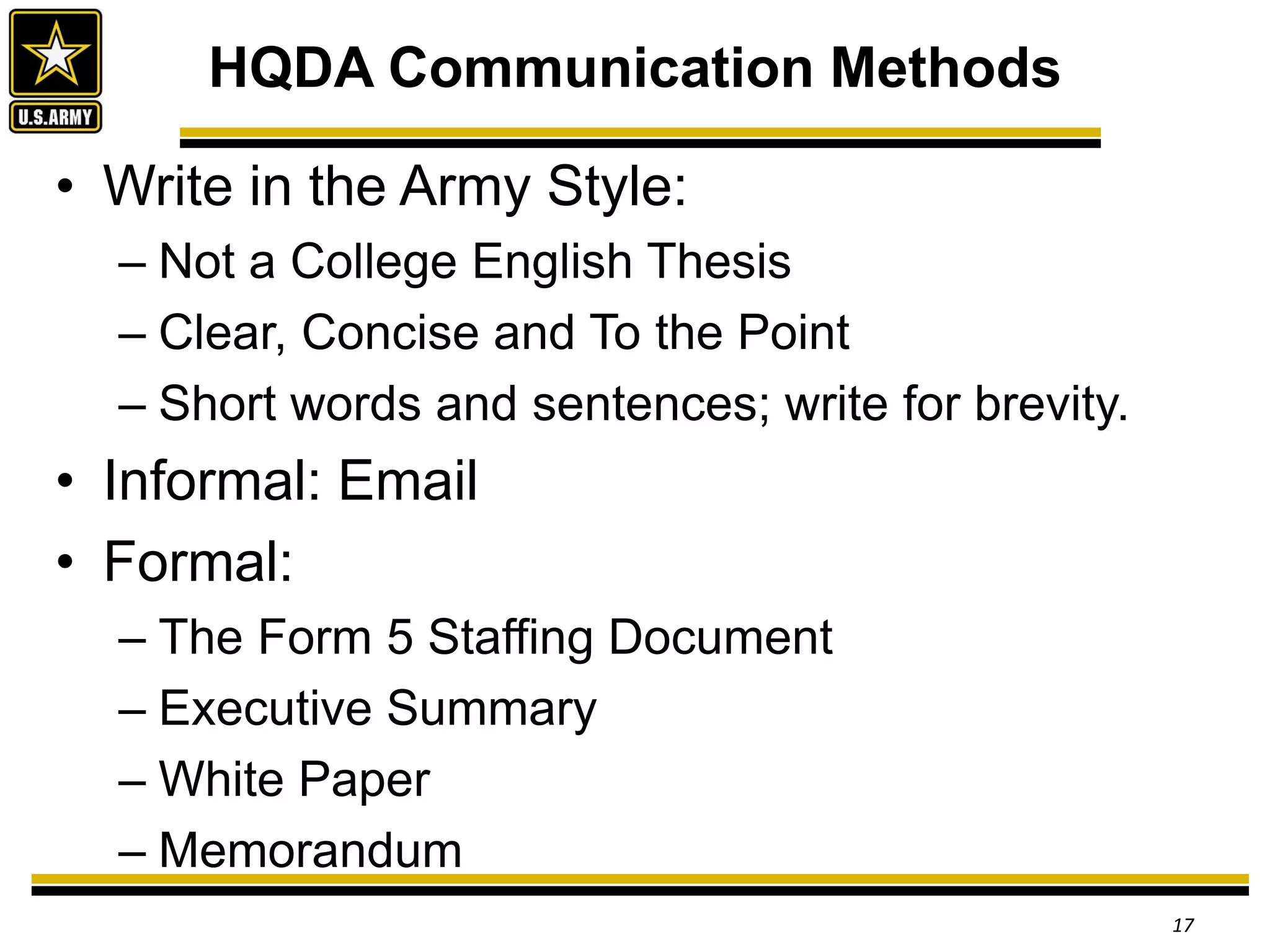 HQDA Introductory Brief to the EITF | PDF