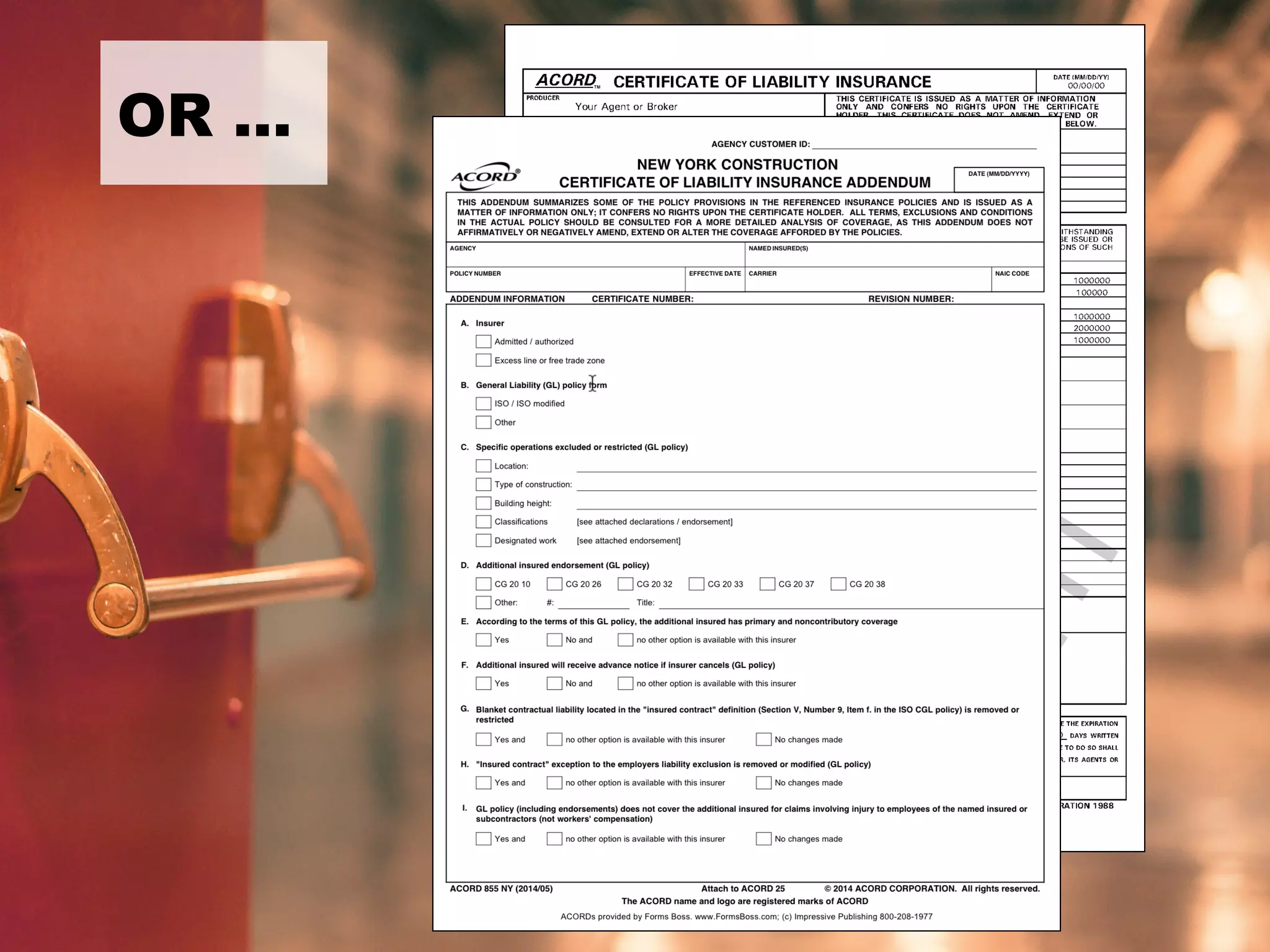 Construction Certificate of Insurance Addendum: A to M | PPT