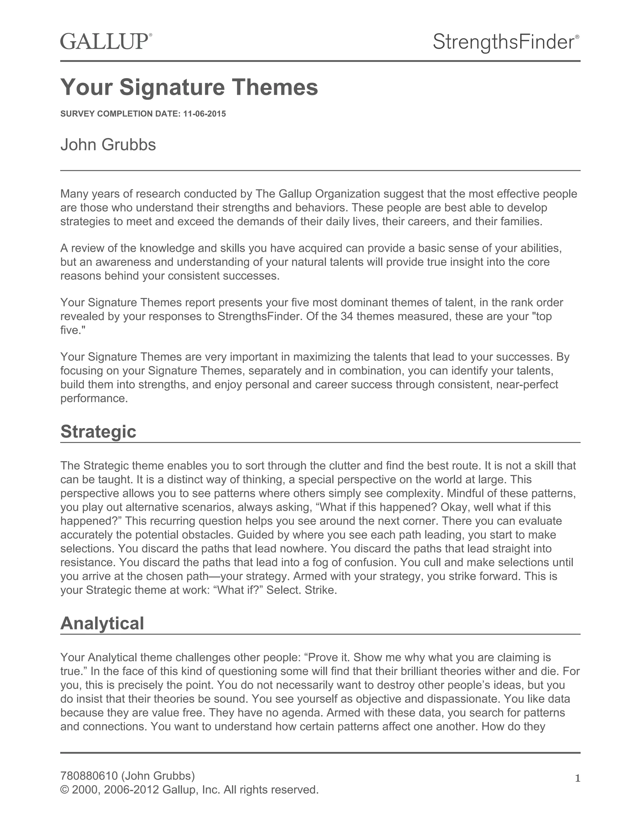 GallupStrengthFinder | PDF