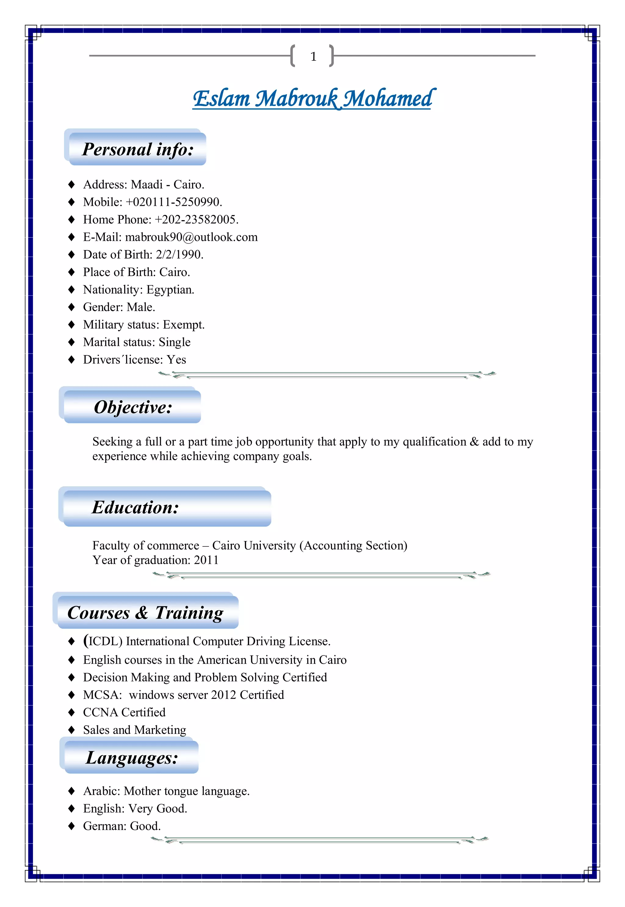 Eslam Mabrouk CV | PDF