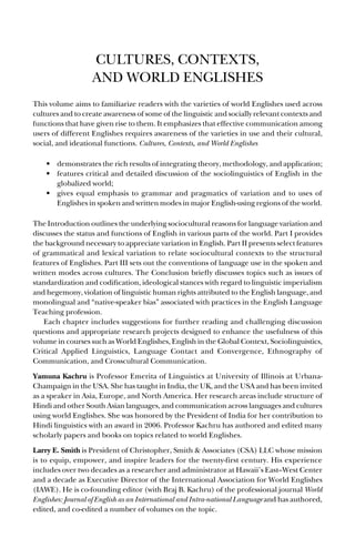 Cultures Contexts And World Englishes Esl Applied Linguistics ...