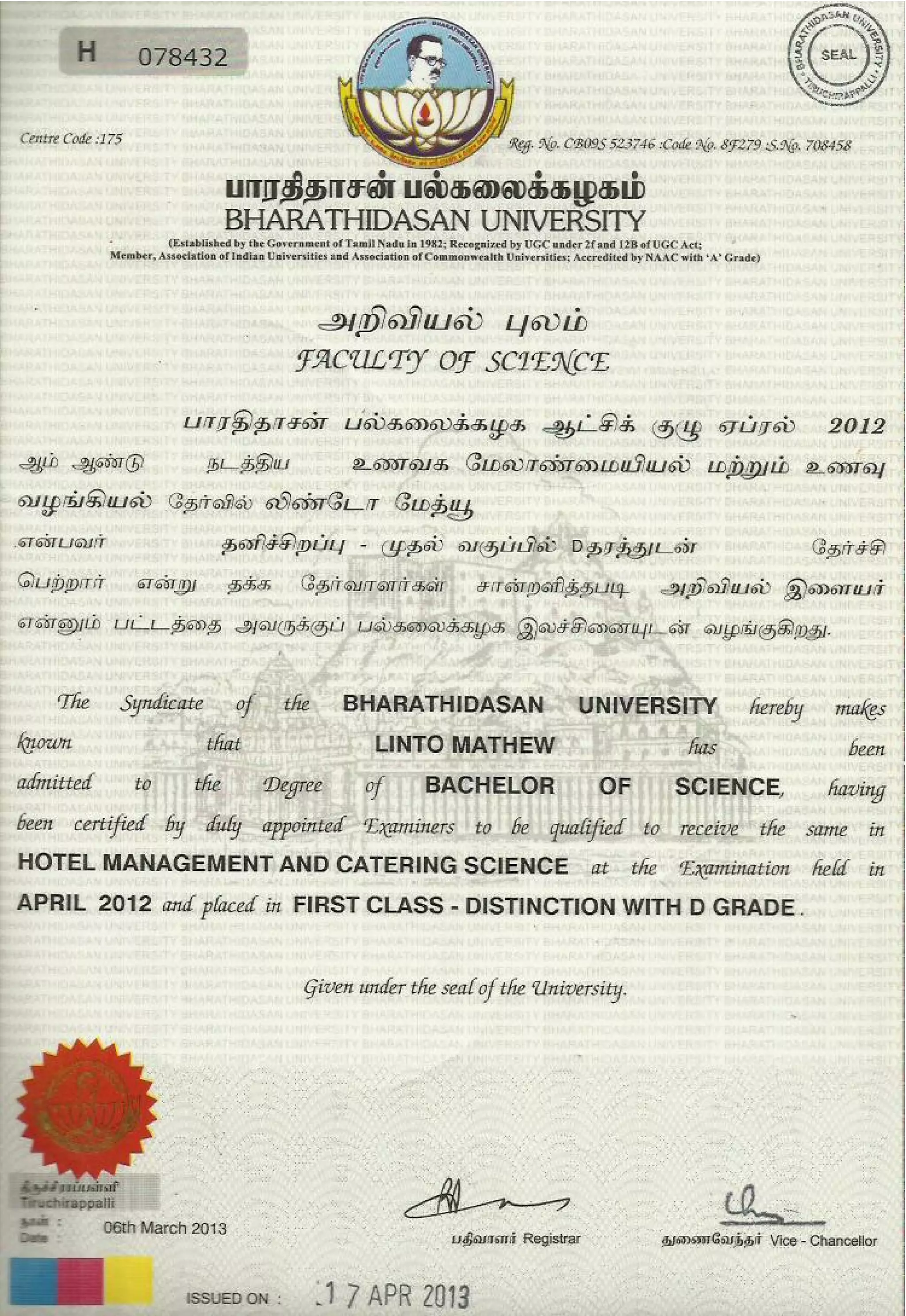 Bsc Degree Certificate | PDF