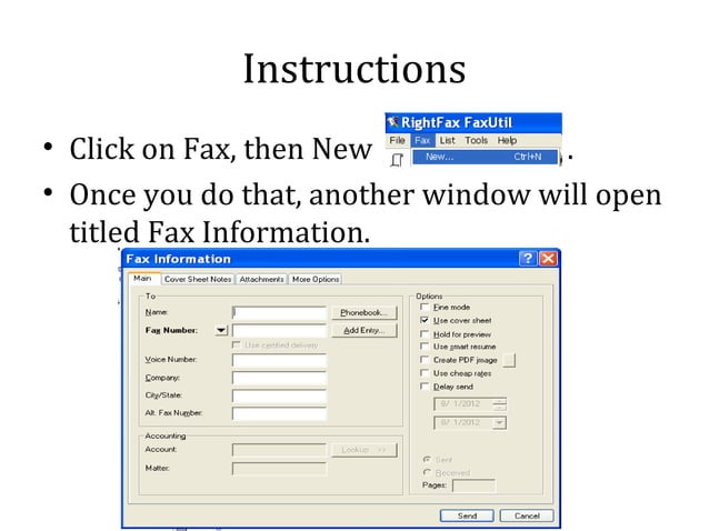 Sending Faxes Via RightFax | PPT | Computing | Technology & Computing