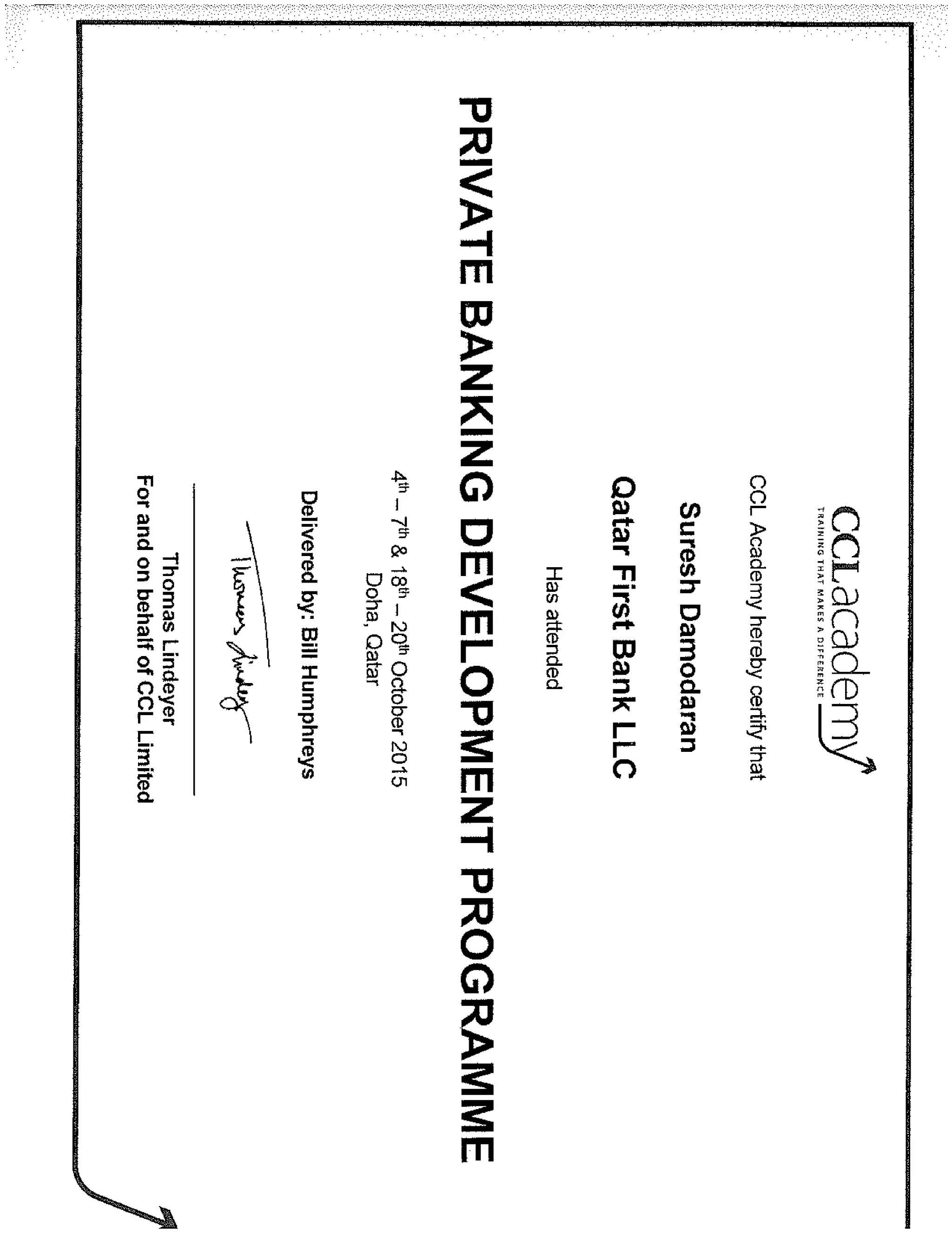 Private Banking Development Program Certificate | PDF