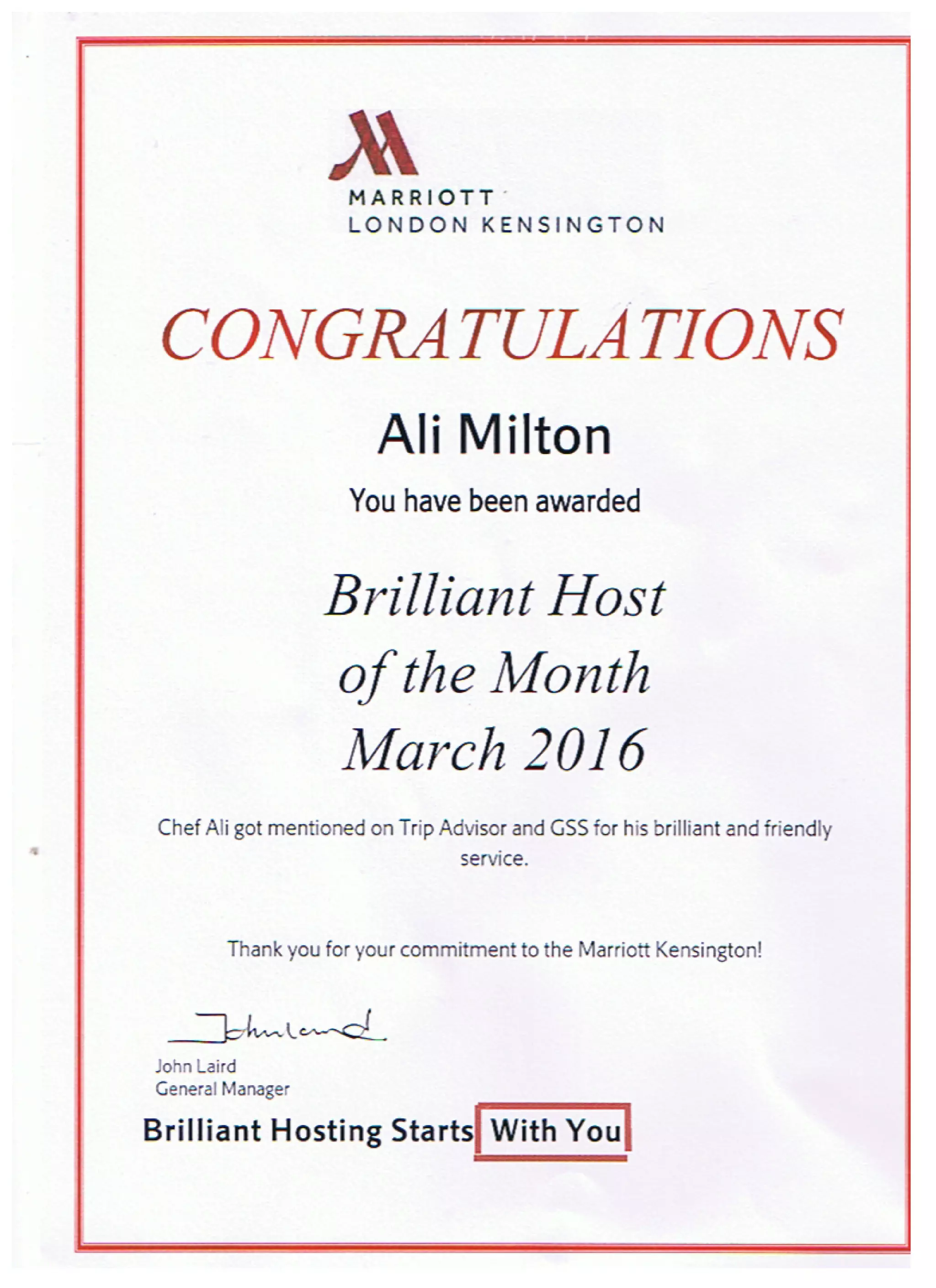 marriott brilliant host of the month | PDF