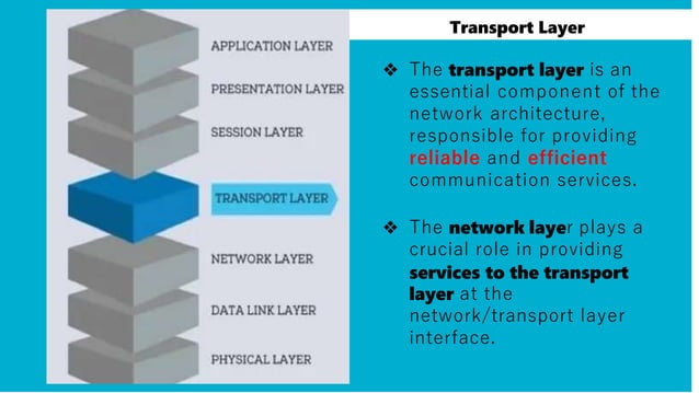 transport layer and services provided to the transport layer | PPT
