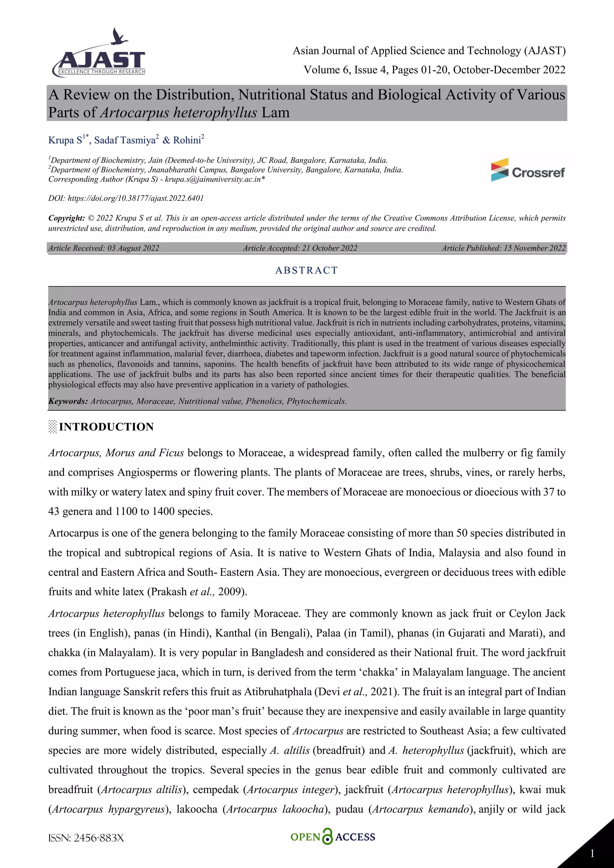 A Review on the Distribution, Nutritional Status and Biological ...