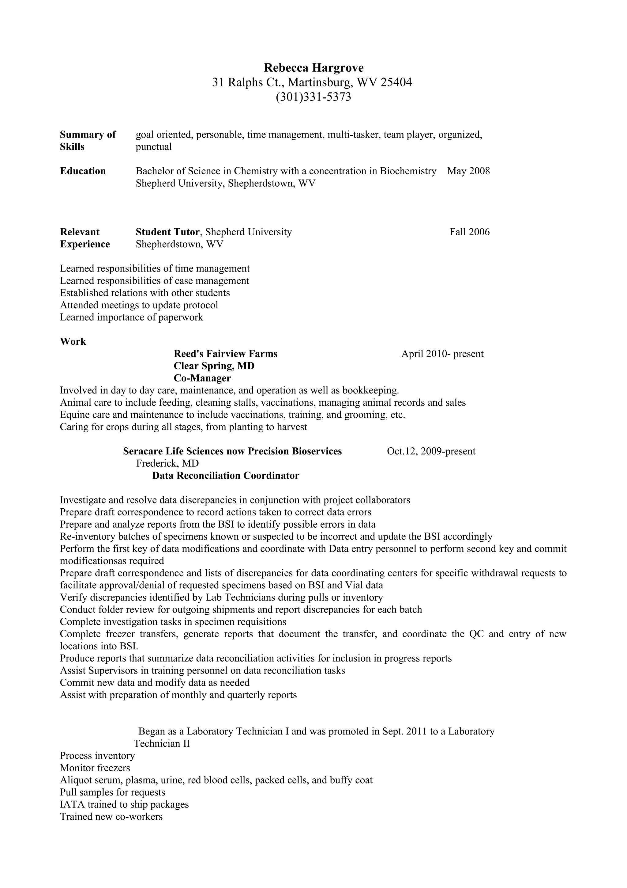 Rebecca Resume 1 | DOC