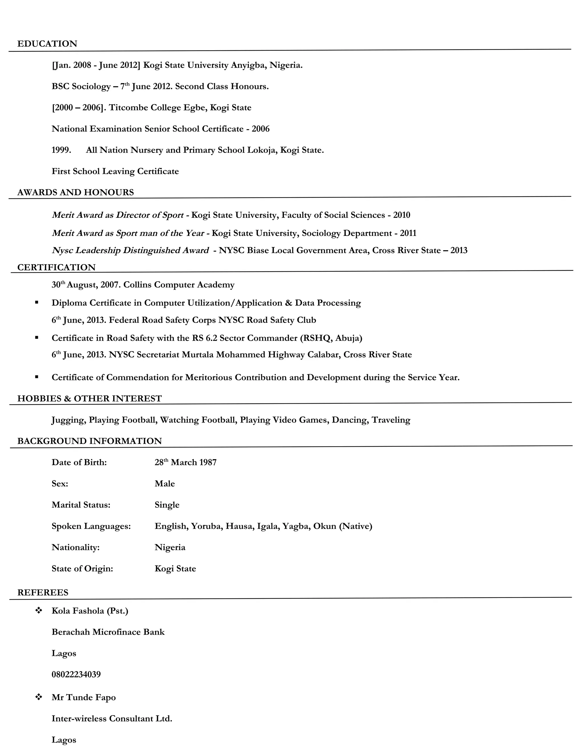 ALEMERU DAVID GBENGA CV1 | DOC