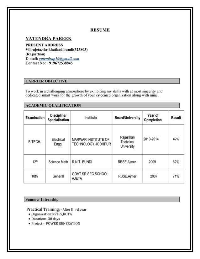 RESUME[1] Yatendra | PDF