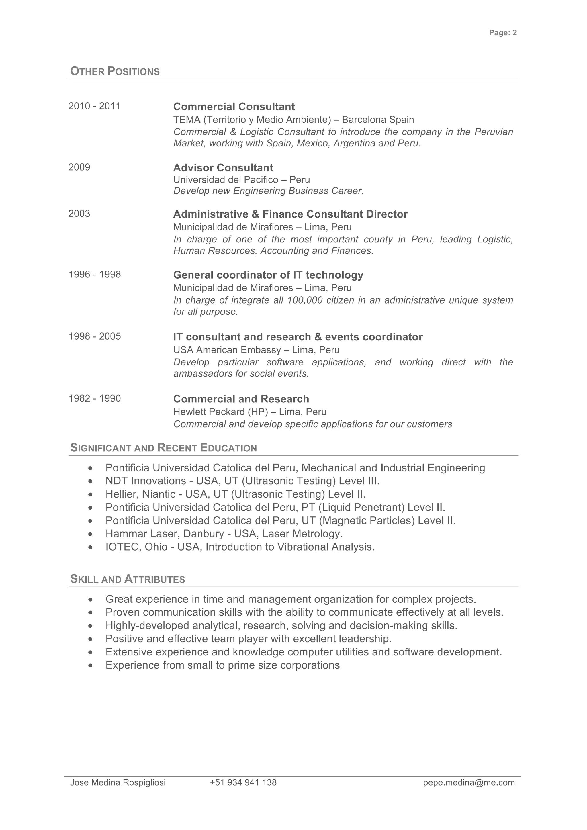 CV Jose Medina Rospigliosi May16 | PDF