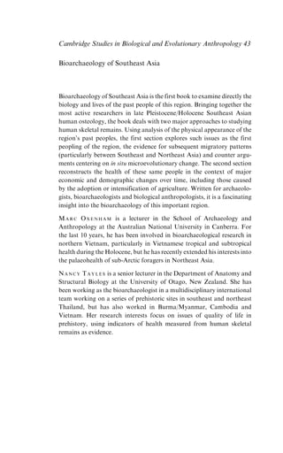 Bioarchaeology Of Southeast Asia Marc Oxenham Nancy Tayles | PDF