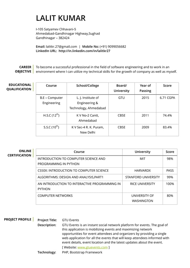 Resume-Lalit | PDF | Programming Languages | Computing