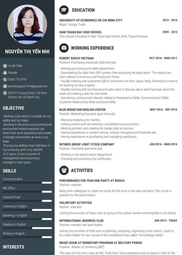 Nguyen Thi Yen Nhi.CV EN | PDF | Business Administration | Business