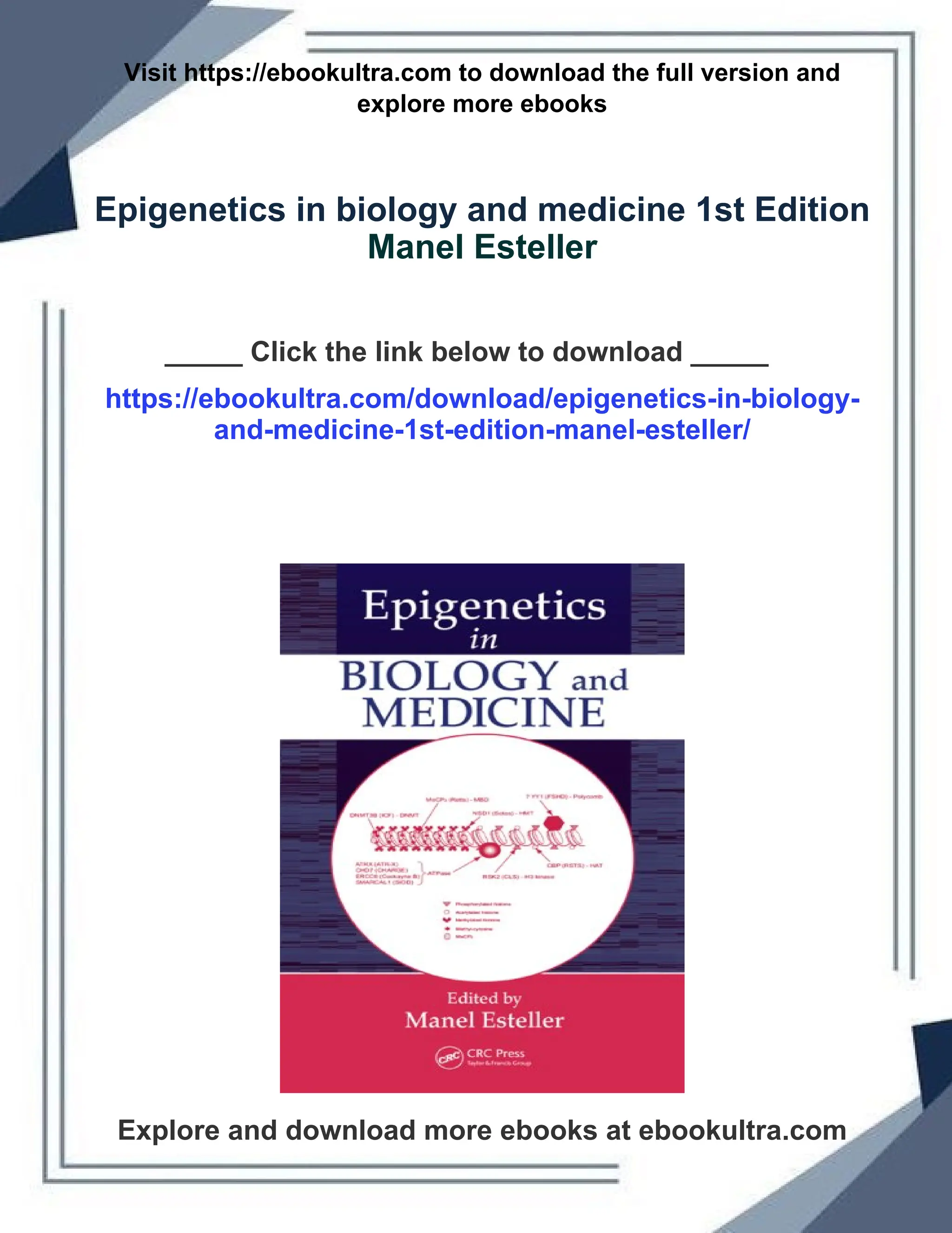 Epigenetics in biology and medicine 1st Edition Manel Esteller | PDF