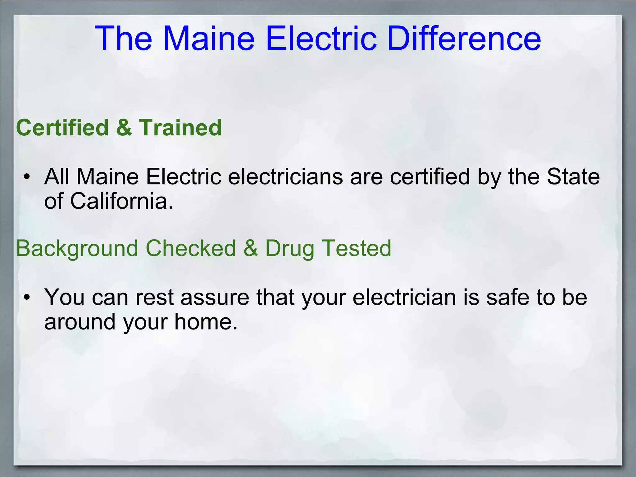 Maine Electric Inc. | PPT