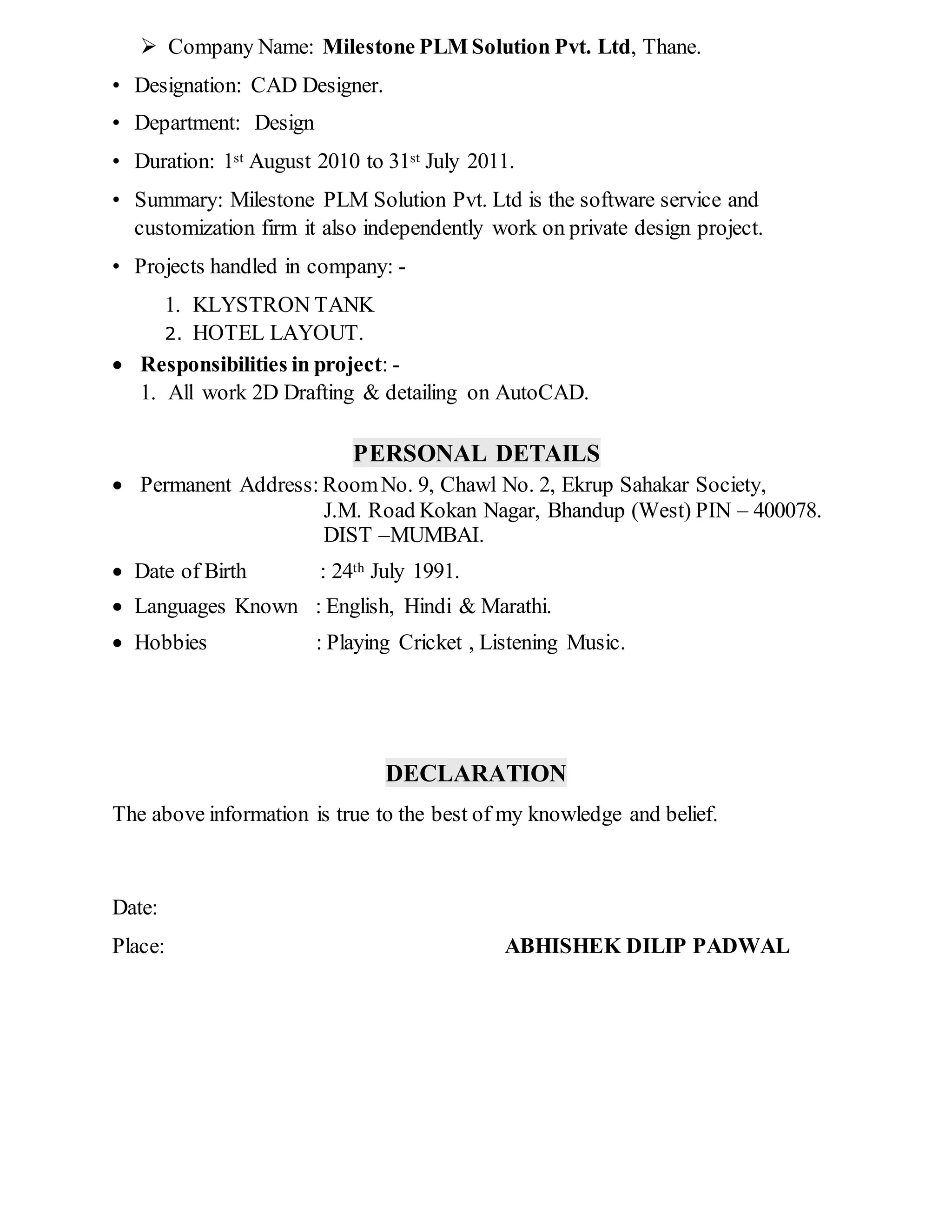 Abhishek Padwal Updated Resume | PDF