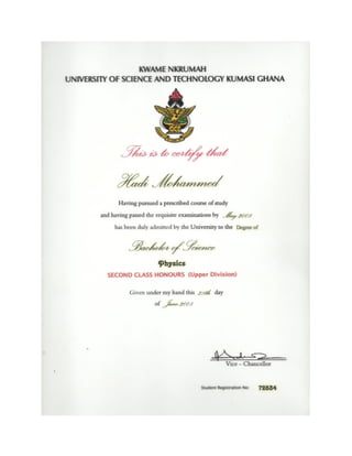 CERTIFICATE BSc_MSc_Hadi Mohammed | PDF