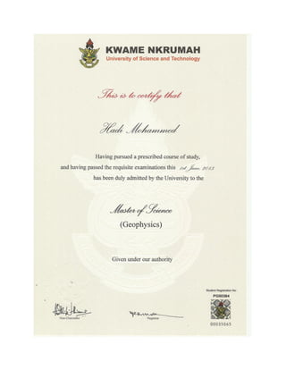 CERTIFICATE BSc_MSc_Hadi Mohammed | PDF