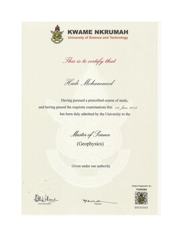 CERTIFICATE BSc_MSc_Hadi Mohammed | PDF