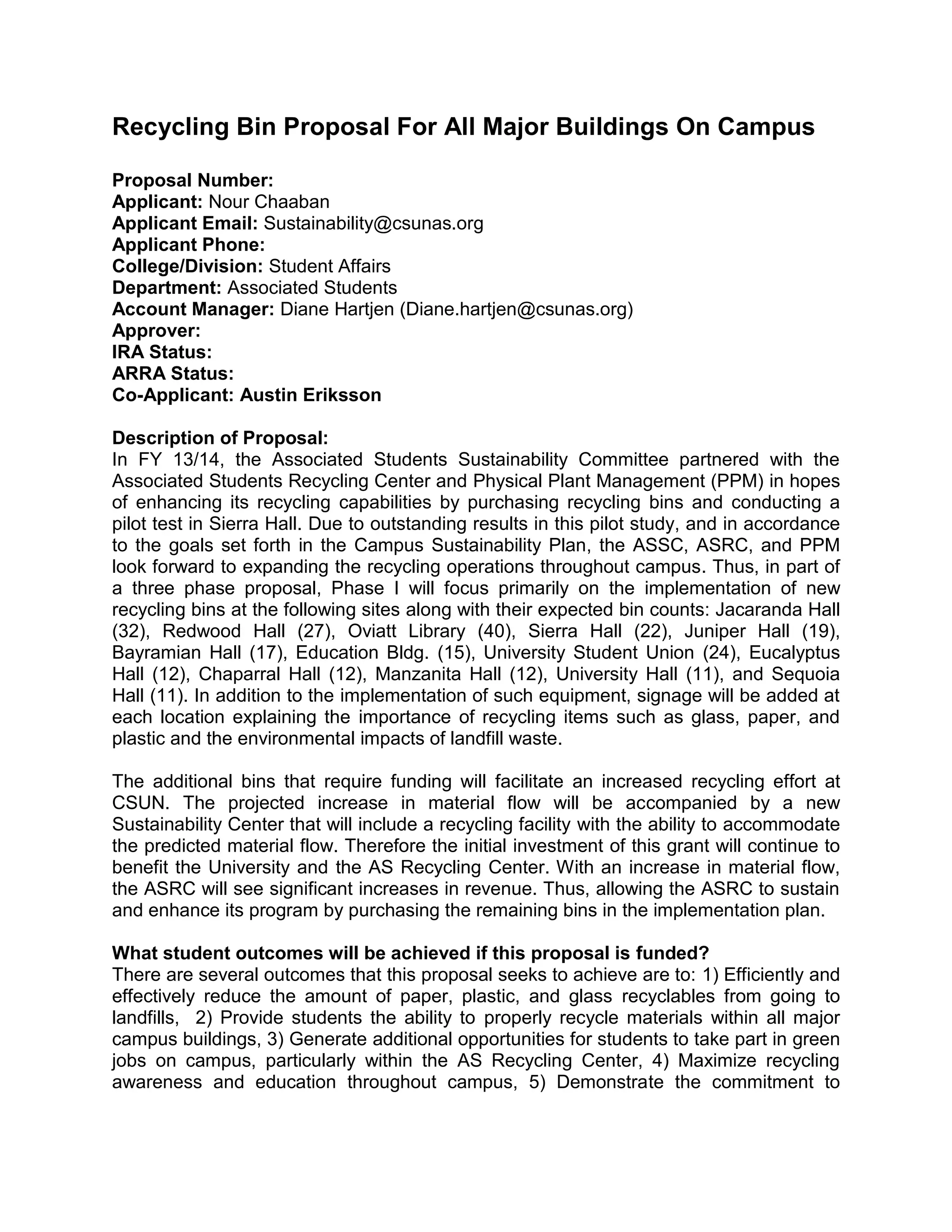 Recycling Bin Proposal | PDF