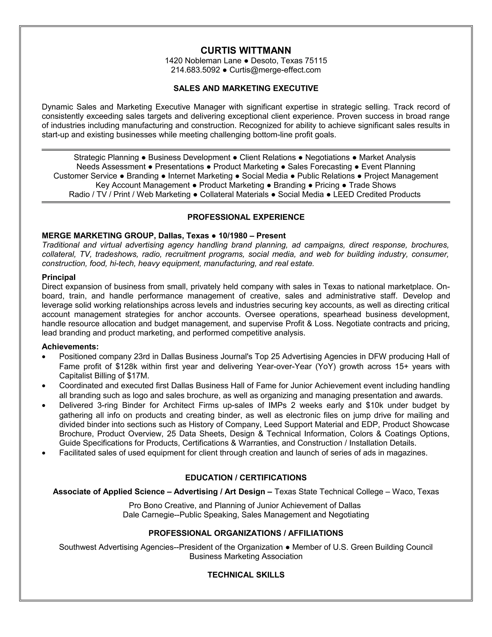 Curtis Wittmann Resume | DOC