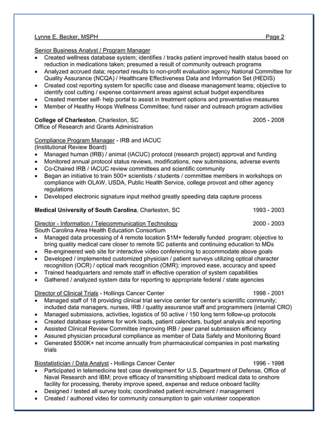 Becker, Lynne RESUME | PDF